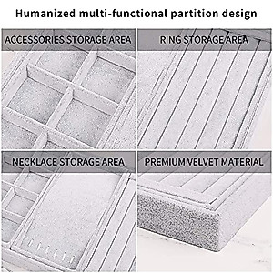 STYLIFING Jewelry Drawer Organizer 4 in 1 Stackable Jewelry Organizer Trays for Drawer Rings Earrings Necklaces Bracelet Storage Showcase Box(Grey)