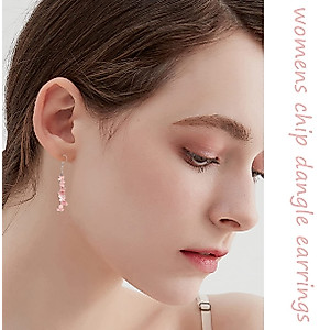 SAMOCO 10 Pairs Natural Stone Beaded Dangle Earrings for Women Colorful Crystal Drop Hook Earrings Chakra Gemstone Chip Earrings Set Meditation Yoga Jewelry