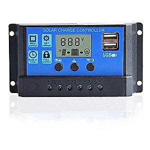 Fuhuihe Solar Charger Controller 30A, Solar Panel Battery Regulator 12V/24V Auto Paremeter Adjustable LCD Display with Dual USB Load Timer Setting ON/Off Hours