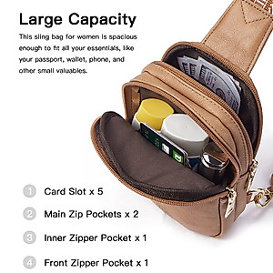 Telena Small Sling Bag for Women Vegan Leather Fashionable Fanny Pack Crossbody Bags for Women for Travel Camel Brown