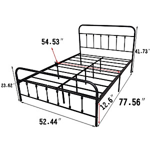 ARFARLY Metal Full Size Bed Frame with Headboard and Footboard, Platform Bed Under Storage No Box Spring, No-Noise, Mattress Foundation Easy Assembly(Black)