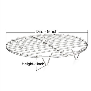 P&P CHEF Cooking Rack Round, 9-Inch Stainless Steel Round Rack for Cooking Cooling Steaming Baking, Fit Air Fryer Pot Pressure Cooker, 2 PACK -Oven & Dishwasher Safe