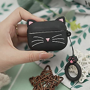 Case for Airpods Pro Cartoon 3D Anime Animal Cute Cat Design AirPod Skin Case Funny Fun Cool Character Soft Silicone AirPods Pro Case for Kids Teens Girls Boys Cover Cases Air pods Pro