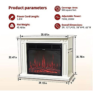 DACOM 29'' Wood Electric Fireplace Mantel- Package Freestanding Heater Corner Firebox with Log Hearth and AdjustableRemote Control