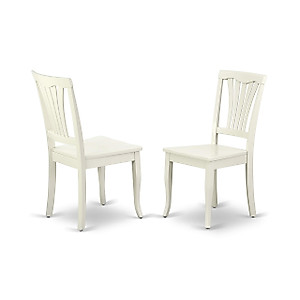 East West Furniture DLAV5-LWH-W 5 Piece Dining Set Includes a Round Dining Room Table with Dropleaf and 4 Wood Seat Chairs, 42x42 Inch, Linen White