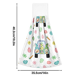 Easter Truck Eggs Bunny Carrots Kitchen Hanging Towels Bathroom Hand Bath Towel Set 2 Pcs Dish Cloths 14 x 18 in Tea Bar Tie Dry Towels Soft Absorbent Durable for Laundry Room Decor