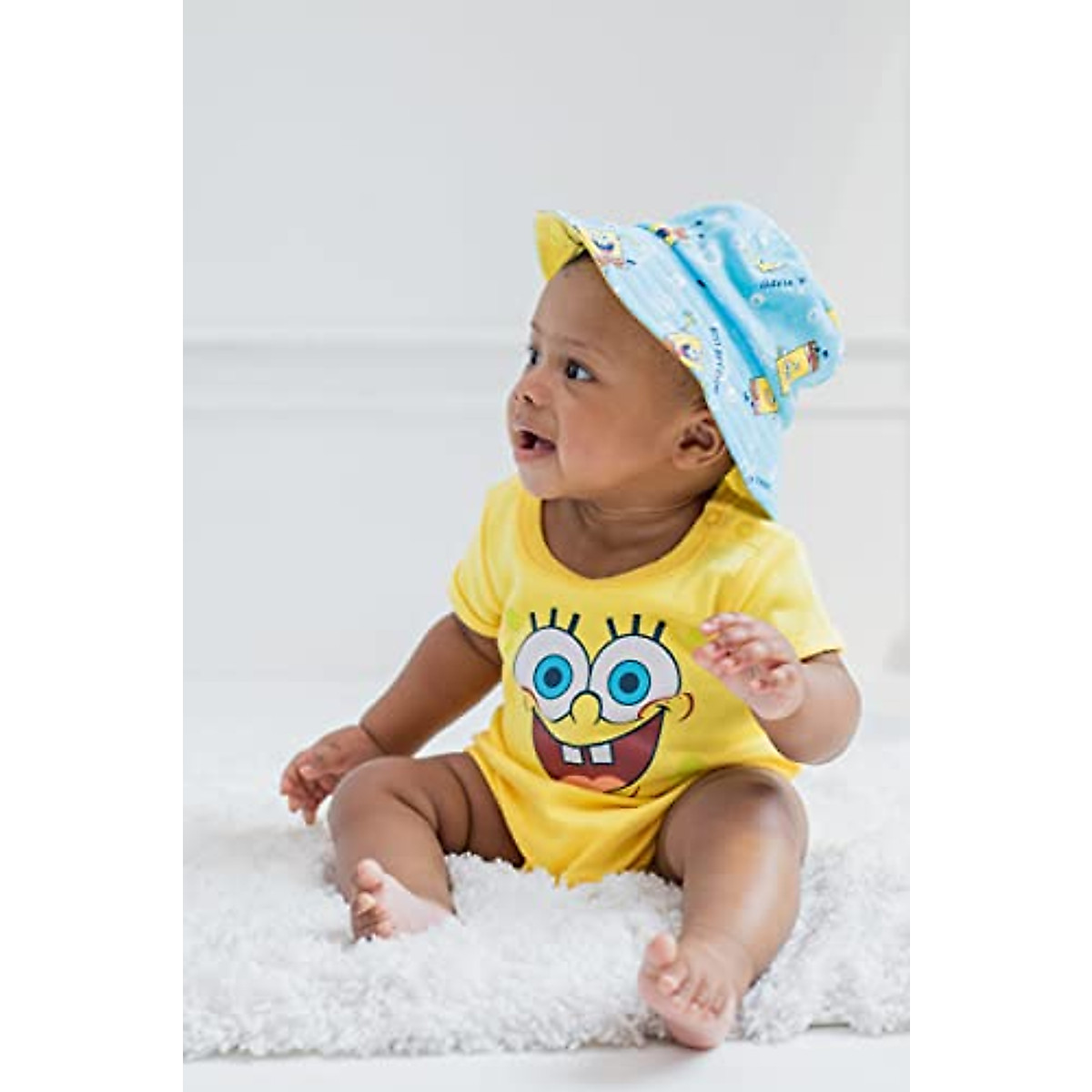 SpongeBob SquarePants Newborn Baby Boys Romper and Hat Yellow/Blue 0-3 Months