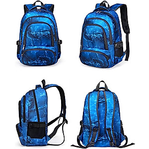 BLUEFAIRY Boys Backpack for Kids Elementary School Bags Kindergarten Middle School Bookbags Lightweight Durable Girls Gift (Stars,Blue)