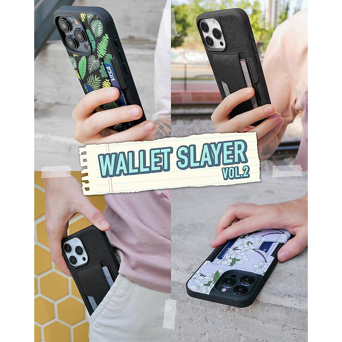 Smartish® iPhone 15 Pro Max Wallet Case - Wallet Slayer Vol. 2 [Slim/Protective] Credit Card Holder w/Kickstand Drop Test Hidden Card Slot Compatible w/Apple iPhone 15 Pro Max - Very Cherry Blossom