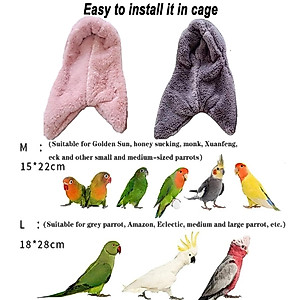 Corner Fleece Bird Blanket for Cage, Cozy Bird Bed Warmer Parrot House Cage Hanging Hammock Toy, Small Animals Shelter Plush Bedding, Cuddle Nest Hanging Toy for Parakeet Cockatiel Conure Lovebirds(L)