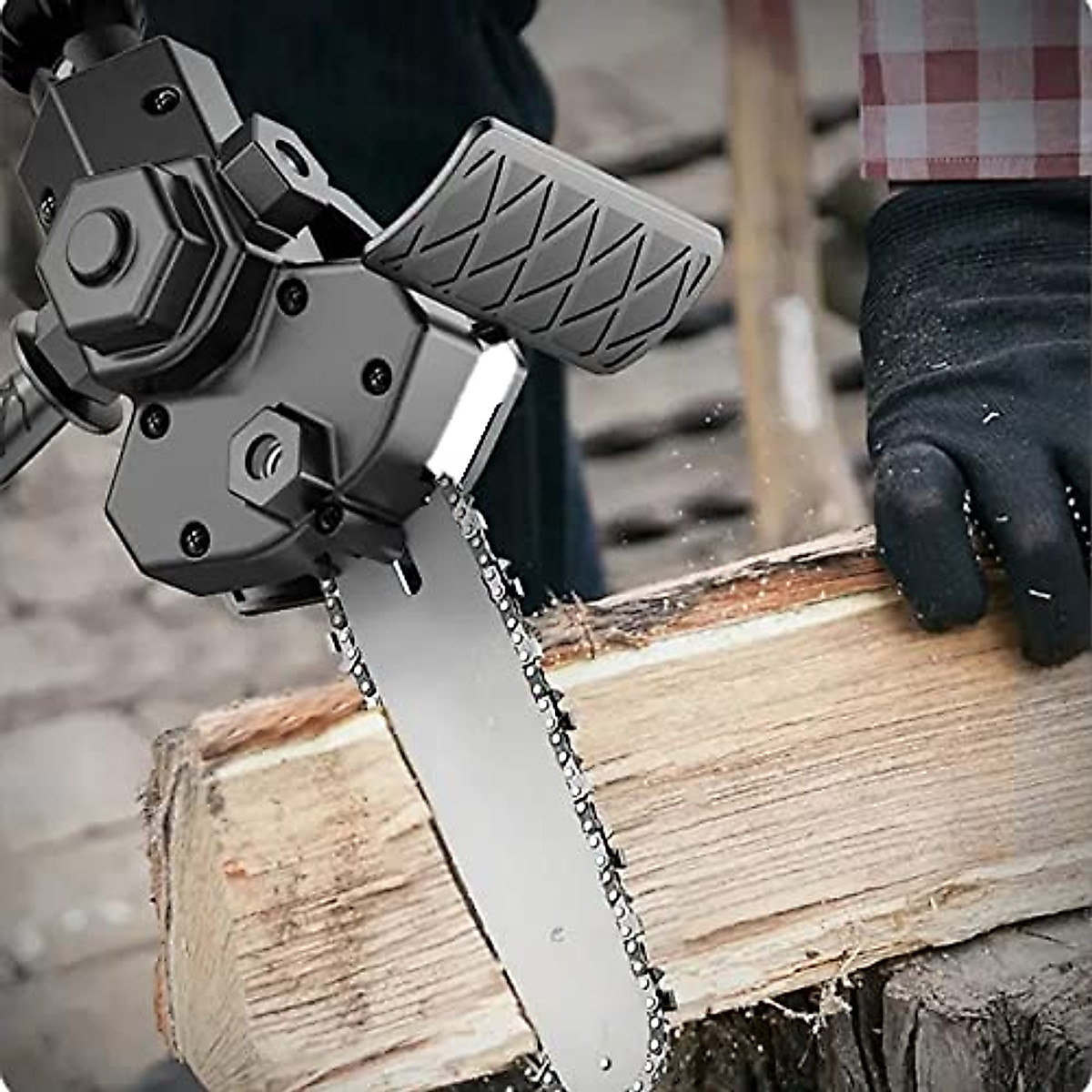 Mini Electric Chainsaw Adapter Tool(Without Electrical Motor), 6 Inches, Portable Handheld Chain Saw Pruning Shears Chainsaw For Gardening Branch Wood Cutter, Courtyard, Household and Garden