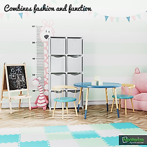 8 Cube Storage Organizer Set. Includes Eight 11 inch Storage Cube Bins. DIY Fabric Storage Cube Shelves for Closet Organization Clothes, Books, Toys. Used in Playroom and Bedroom. (White -Grey)