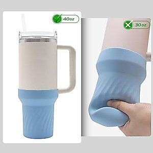Silicone Cup Boot with 2 Pack Spill Stopper - Fit for 40 OZ Stanley Cup, Reusable Boot Sleeve for Outdoor, Bottom Protector - Light Blue