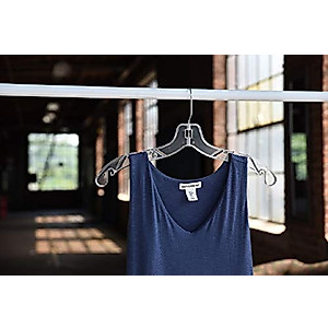 NAHANCO 505MG Plastic Shirt Hanger, Middle Heavy Weight, 17", Clear with Molded Rubber Grippers and Chrome Hook, Clear (Pack of 100)