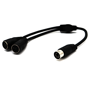 LOKEKE 7 Pin DIN MIDI Splitter Cable, 7 Pin DIN DIMI Male to 2 Din 7 Pin Female Y Cable Cord Wire Audio Socket for Bang Olufsen Naim(7Pin to 7Pin)