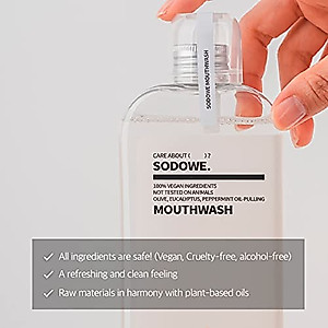 SODOWE. Vegan Oil-Pulling MOUTHWASH, 9.46 fl oz, Colorless and Odorless, Non-Alcohol Oral Rinse
