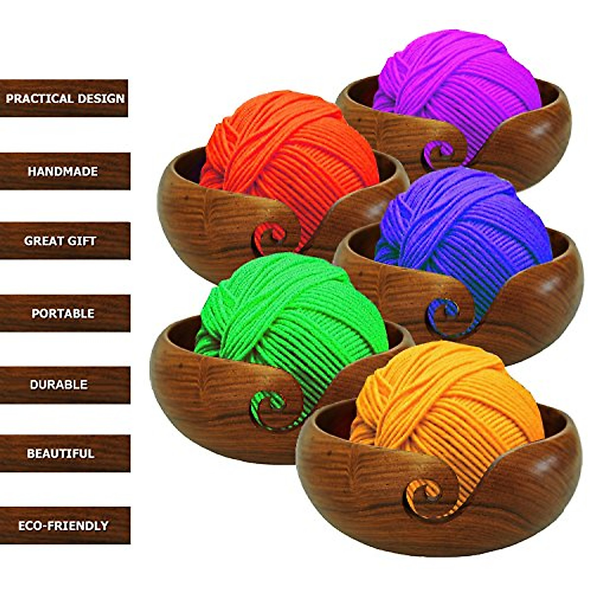 Stitch Happy Yarn Bowl Handmade Extra Large Sheesham Wood with Elegant Design