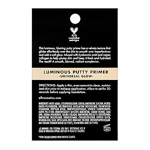 e.l.f. Luminous Putty Primer, Skin Perfecting, Lightweight, Silky, Long Lasting, Hydrates, Creates a Smooth Base, Illuminates, Plumps, Infused with hyaluronic acid and vegan collagen, 0.74 Oz