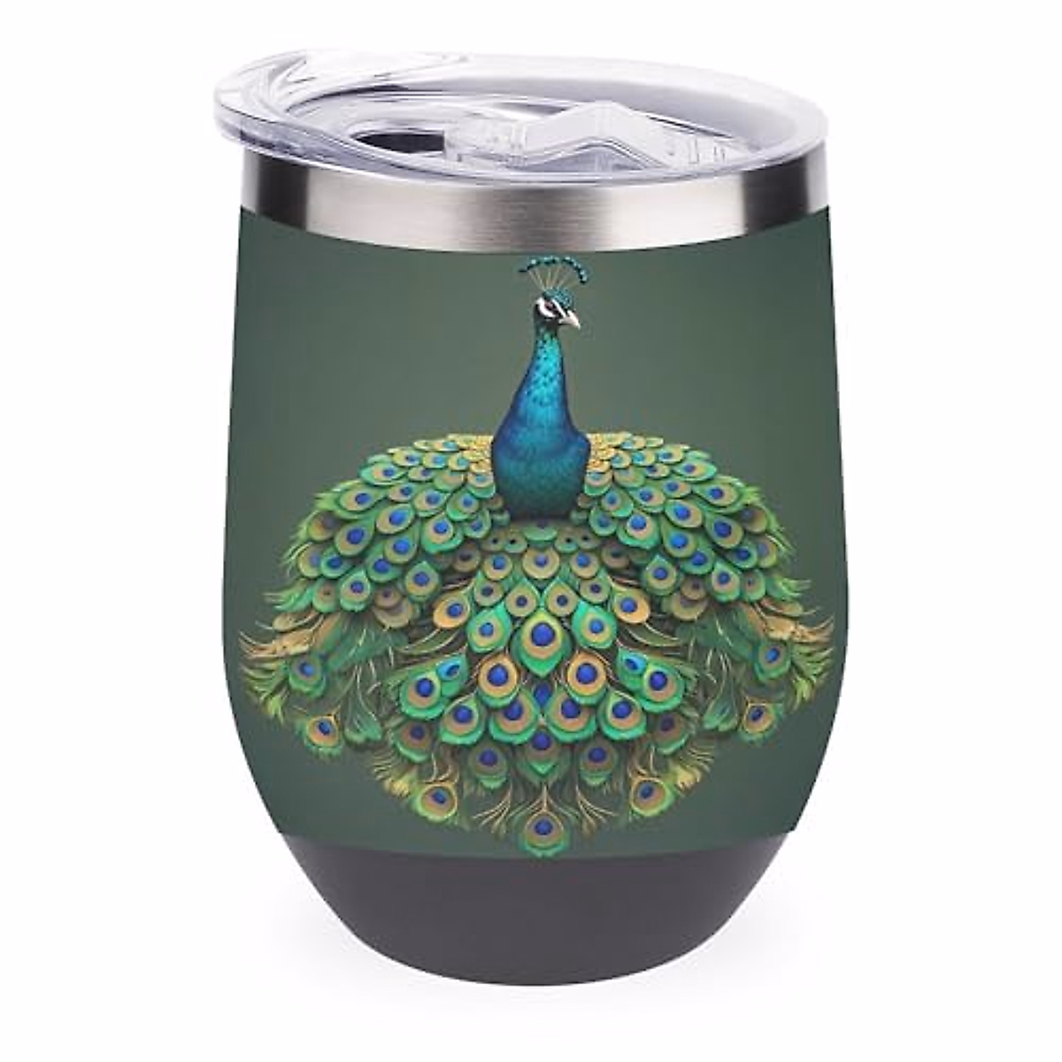 OPTKSNCU 304 Stainless Steel Insulated Cup with Lid, Peacock with Tassels Print Durable, And Easy to Clean – Ideal for Home, Office, And Gift Giving