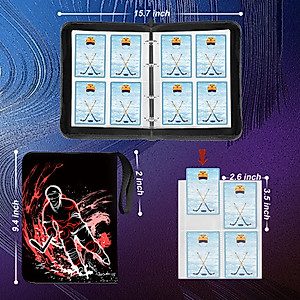 Hockey Card Binder,4-Pocket Cards Holder,Trading Card Binder Fits 400 Cards With 50 Removable Double Sided Sleeves,Portable Cards Album Case for Sports Cards Collection