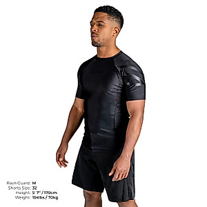 Sanabul Essentials Short Sleeve Compression Shirt for Men | Jiu Jitsu BJJ T Shirt (Large, All Black)