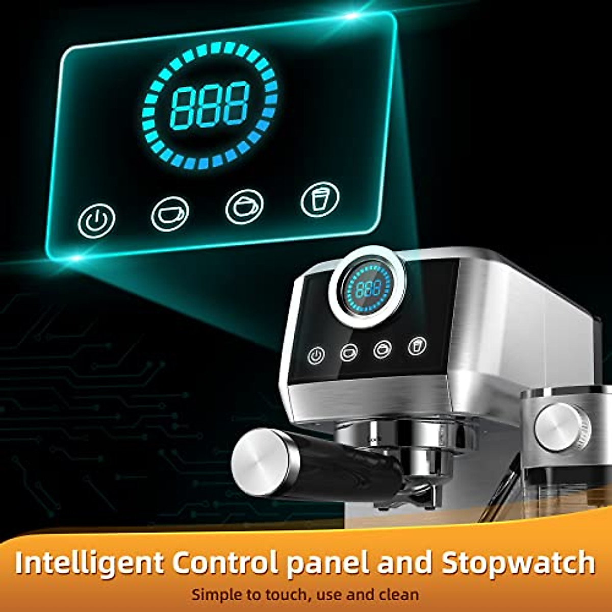 MAttinata Cappuccino Machine and Espresso Machine, 20 Bar Stainless Steel Latte Maker and Espresso Machine for Home with Automatic Milk Frothing System