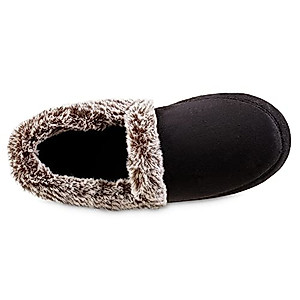 isotoner womens Recycled Microsuede a Line Slipper, Black, 6.5-7.5 US