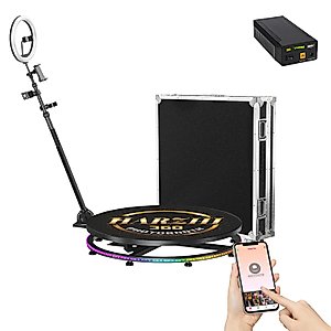 HARZHI 360 Photo Booth 80CM + 24V Battery,360 Slow Motion Photo Booth 31.5" with Honeycomb Case Automatic 360 Spin Camera Machine for Parties Christmas Wedding 3-5 People
