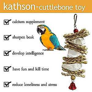 kathson Wood Bird Perch Wooden Parrot Stand Toy Parakeet Standing Platform Chew Toys Natural Cuttlebone Paw Grinding Stick Cockatiels Cage Accessories Exercise Toy for Conures Budgies Lovebirds 5PCS