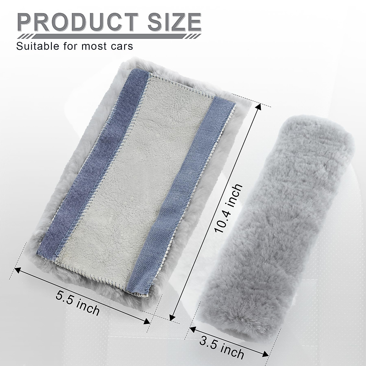 JUSTTOP Car Sheepskin seat Belt Cover pad, 2-Pack Seatbelt Cushion for A More Comfortable Driving,Seatbelt Covers Shoulder Strap Covers Harness Pad for Car Interior Accessories(Grey)