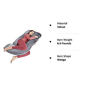 Wndy's Dream Pregnancy Pillow J Shaped Full Body Pillow with Velvet Cover, 60 inches Maternity Pillow for Pregnant Women Back, Legs and Belly Support