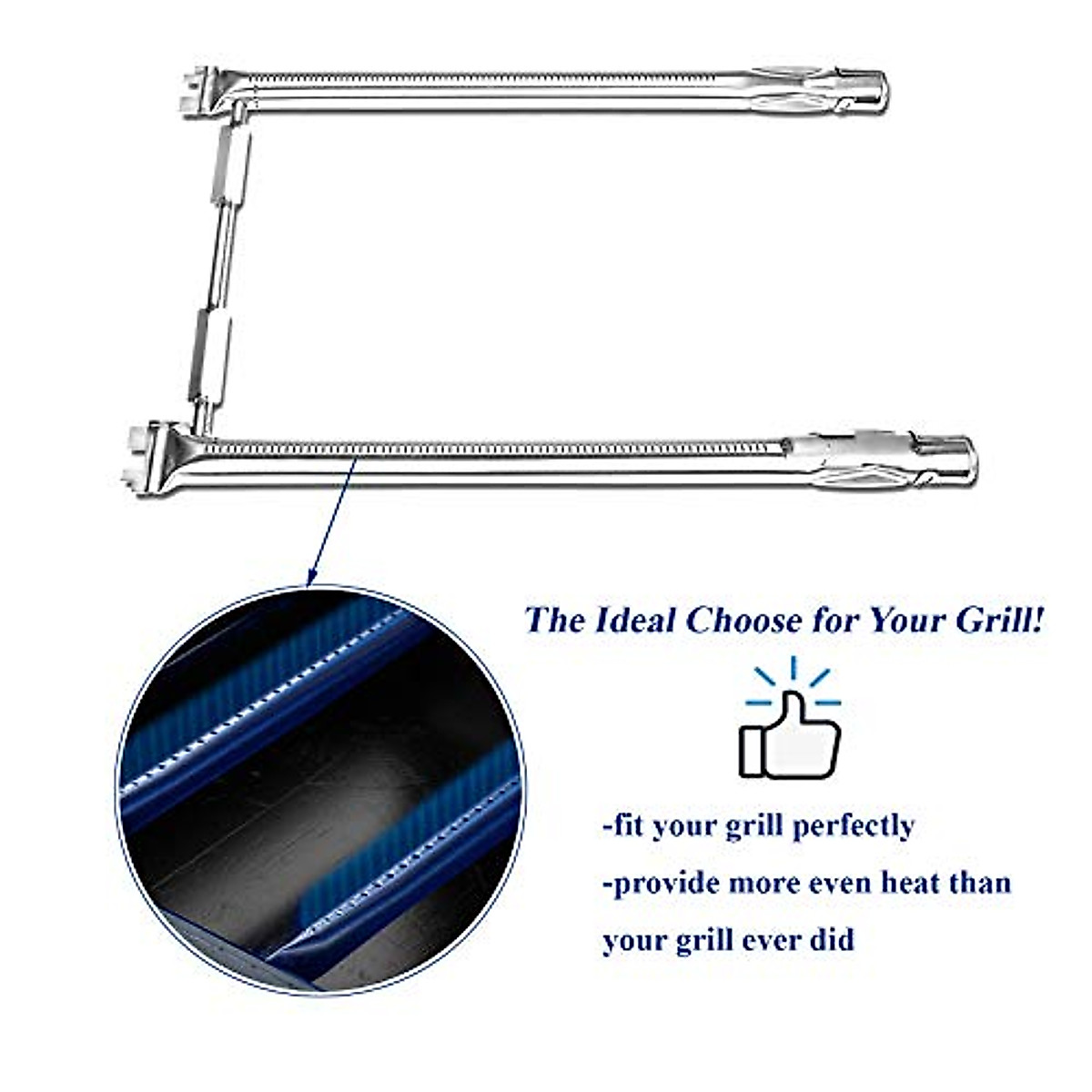 Utheer 69785 18 Inch Grill Burner Tube for Weber Spirit 200, Spirit E210 S210 E220 S220 Spirit II E/S-210 Series Gas Grills with Up Front Controls (2013 Model Years and Newer), 304 Stainless Steel