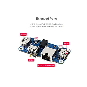 waveshare Ethernet/USB HUB HAT B with Box ABS Case for Raspberry Pi Zero/Zero W/2 W/Zero WH/2 WH,PC,with 1 RJ45 10/100M Ethernet Port, 3 USB Ports Compatible with USB2.0/1.1