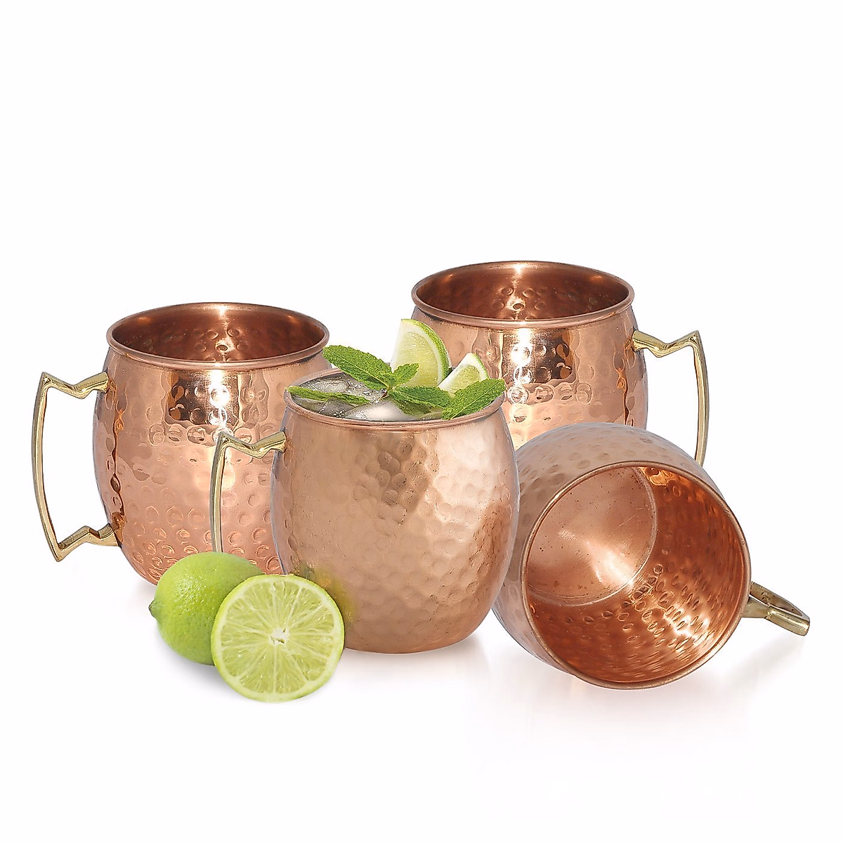 AVS Store Handmade Pure Copper Hammered Moscow Mule Mug (Pack of 4)