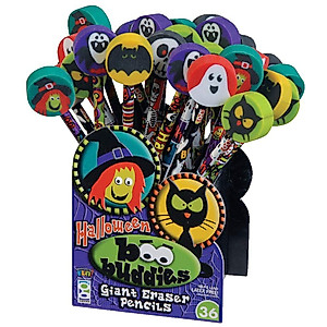 Raymond Geddes Boo Buddies Number 2 Pencils With Giant Pencil Top Erasers (Pack of 36)