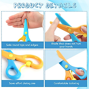 LovesTown Preschool Training Scissors,4Pcs Children Safety Pre-School Safety Scissors Art Craft Scissors