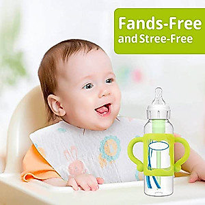 (3-Pack) Bottle Handles for Dr Brown Narrow Baby Bottles, 3 Styles 2 Sizes, Soft Silicone Bottle Holder for Baby Self-Feeding, Teach Baby to Drink Independently,Easy to Grip, BPA Free Soft Silicone