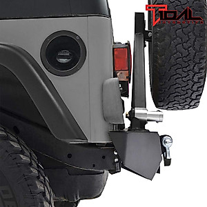 Tidal Heavy Duty Rear Bumper with Tire Carrier and Hitch Receiver Fit for 87-06 Wrangler TJ YJ