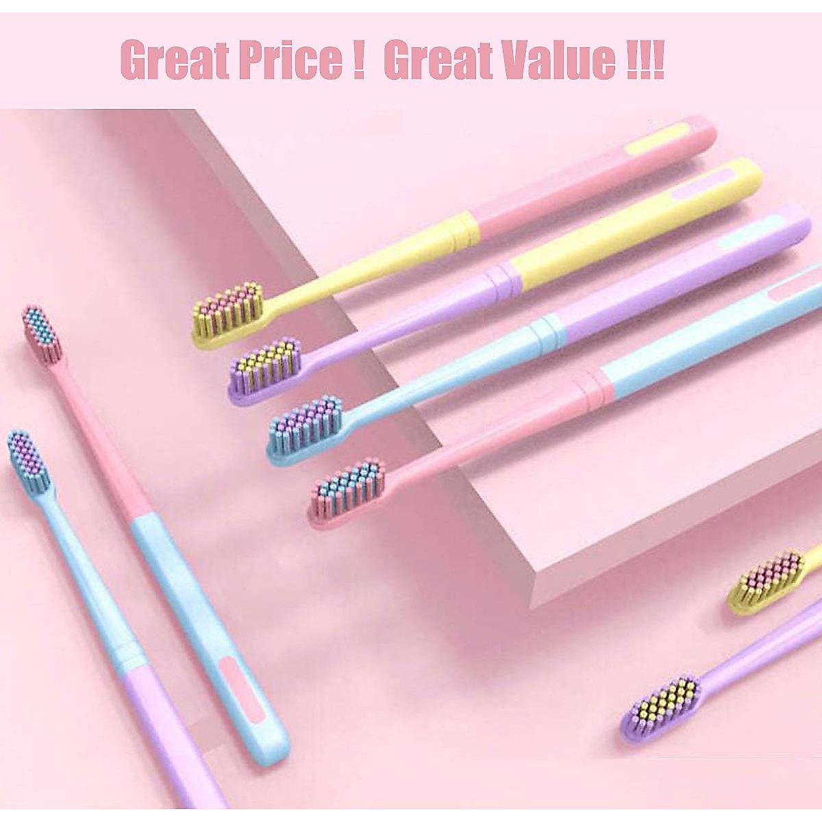 ARASO [8 Packs] Kids Toothbrush, Extra Soft Lovely Pastel Tone ICE-Cream Tooth Brush for Kids 2-8 Years (ICE Cream 8 Pack)
