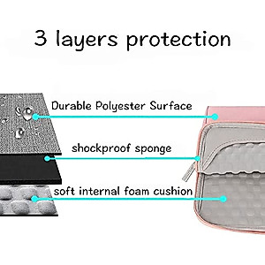 MOSISO Laptop Sleeve Compatible with MacBook Air 15 inch M2 A2941 2023 / Pro 15 A1990 A1707, 15 Surface Laptop 5/4/3, Dell XPS 15, HP Stream 14, Polyester Multifunctional Briefcase Bag, Pink