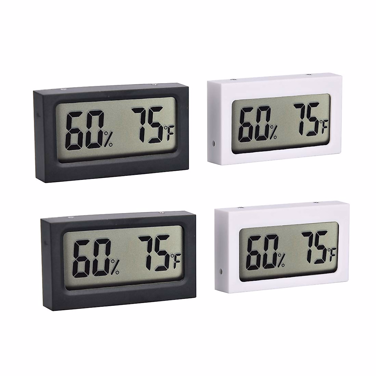 Monitor Digital Indoor Hygrometer with LCD Display Temperature Gauge Humidity Meter for Home or Greenhouse (Black+White, 4 Pack)