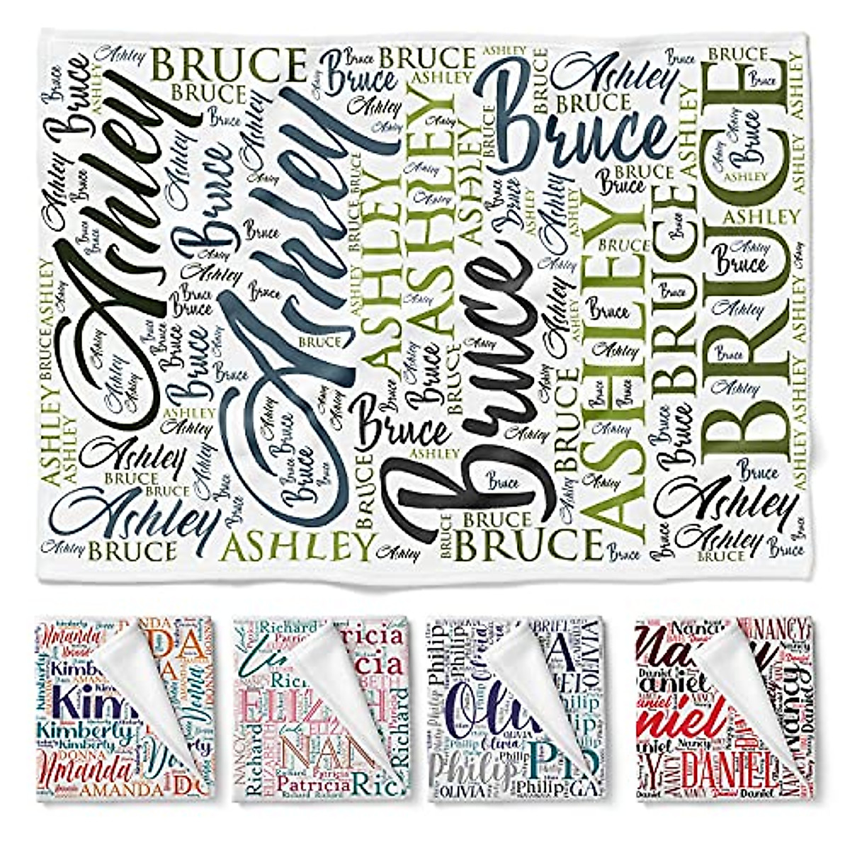 Custom Blanket, Personalized Throw Blankets, 30 x 40 Inches, Gift for Best Friend w/Word Art Names, 8 Colors & Fonts, Baby Receiving Flannel Blanket for Kids, Couples, Adults, Family
