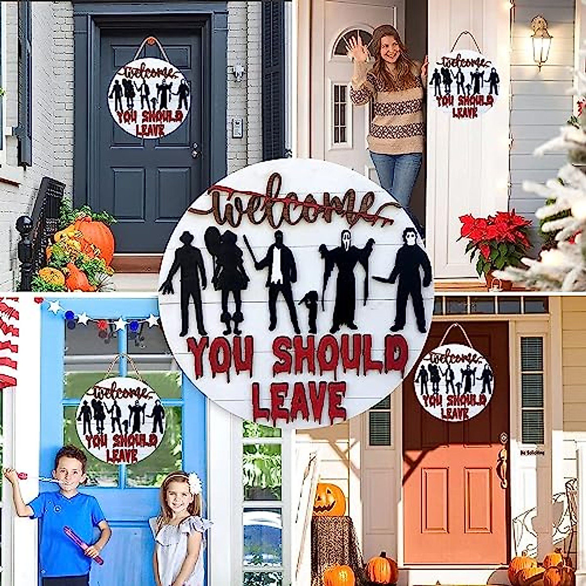 Spooky 3D Halloween Welcome Sign for Front Doors | Horror Home Decor