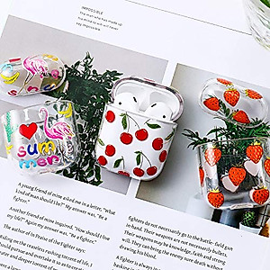 AKABEILA Airpods Case Cover,Compatible with Apple Airpods 2 Case Cute Patterns Hard PC Custom Designer Airpods Case Clear Shockproof [Front LED Visible ] Anti-Fall Full Protector, Cherry