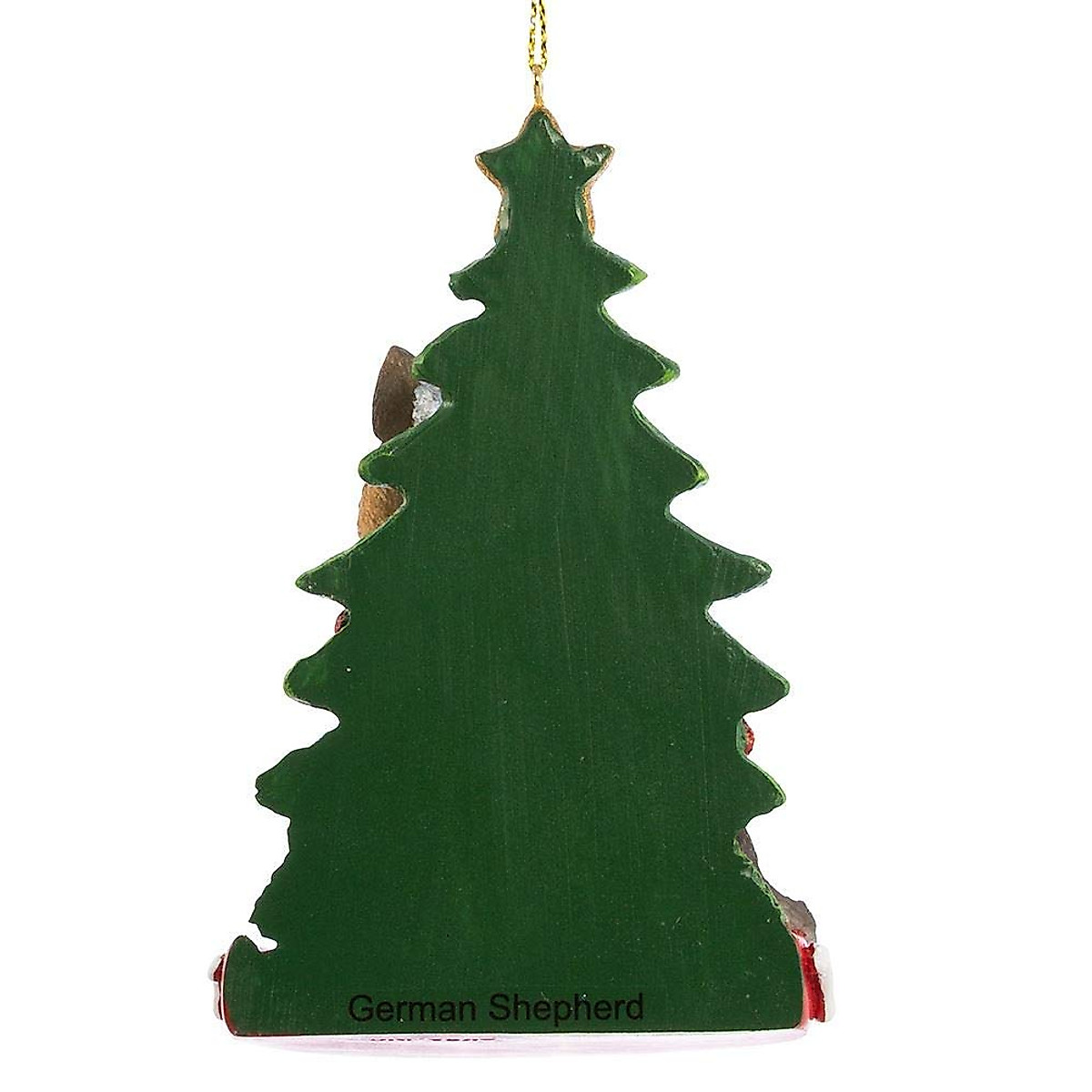 German Shepherd With Christmas Tree Ornament For Personalization, Resin