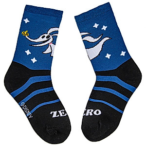 Bioworld The Nightmare Before Christmas Kids Jack Skellington and Zero Crew Socks 2 Pair