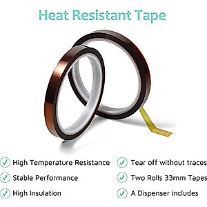 OFFNOVA Heat Tape Dispenser and Tapes Kit for Sublimation, a Desktop Holder and 2 Rolls 33m x 10mm Heat Resistant Tape for Cricut and More (Pink)