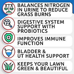 All-Natural Grass Treatment for Dog Urine Bundle - Grass Restore Treats for Dogs - Pee Lawn Repair Chews w Probiotics - Dog Urine Neutralizer Solution for Grass Burn Spots - Made in USA