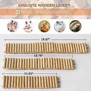 JanYoo Rat Toys Hamster Suspension Bridge Wooden Ladder Gerbil Sugar Glider Cage Accessories Small Animal Ramp Bendable