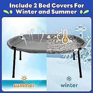 POMESEA Cat Hammock Bed, Glow in The Dark Pet Elevated Bed for Indoor Cats and Small Dogs, Easy to Assemble Cat Sleeping Bed, Free-Standing Washable Pet Beds Supplies (Black)